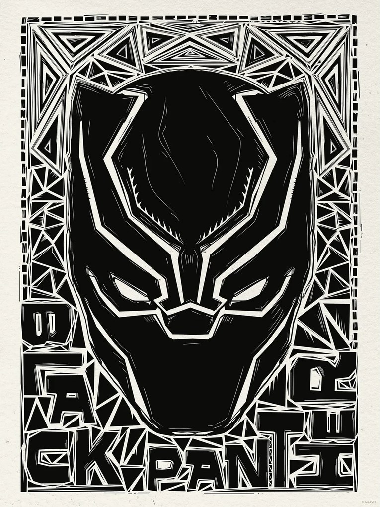 Komar Plakát Marvel Black Panther Lino-Cut Helmet 30 x 40 cm