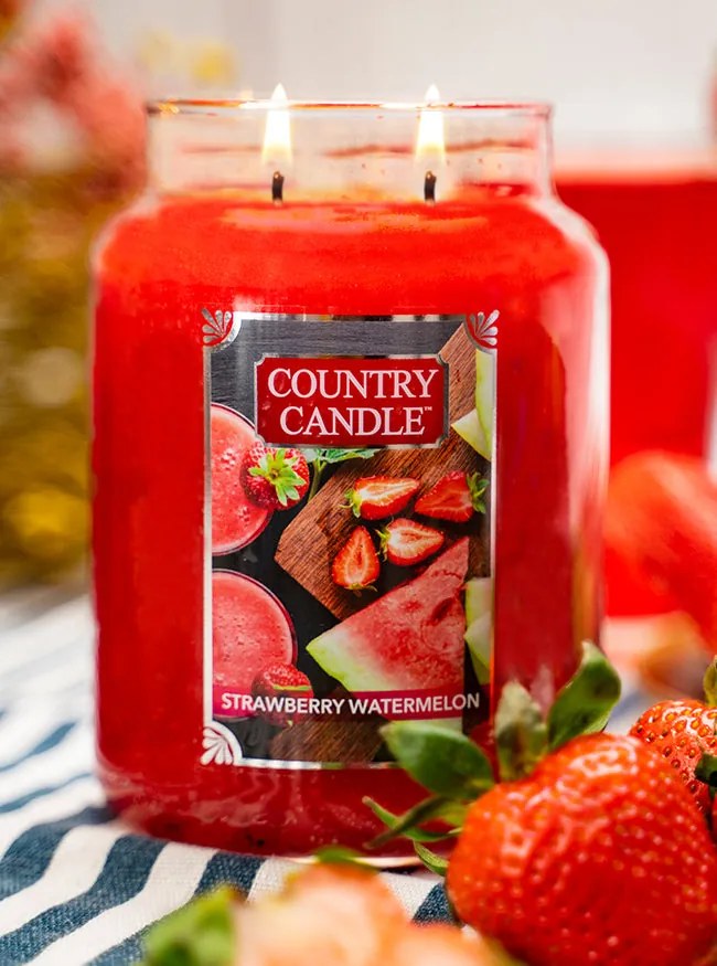 Country Candle – vonná svíčka Strawberry Watermelon (Jahody a vodní meloun), 680 g