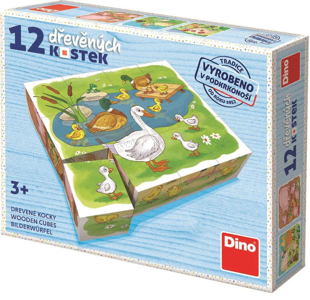 DINO DŘEVO Kubus Na farmě obrázkové kostky 12ks *DŘEVĚNÉ HRAČKY* dn641365