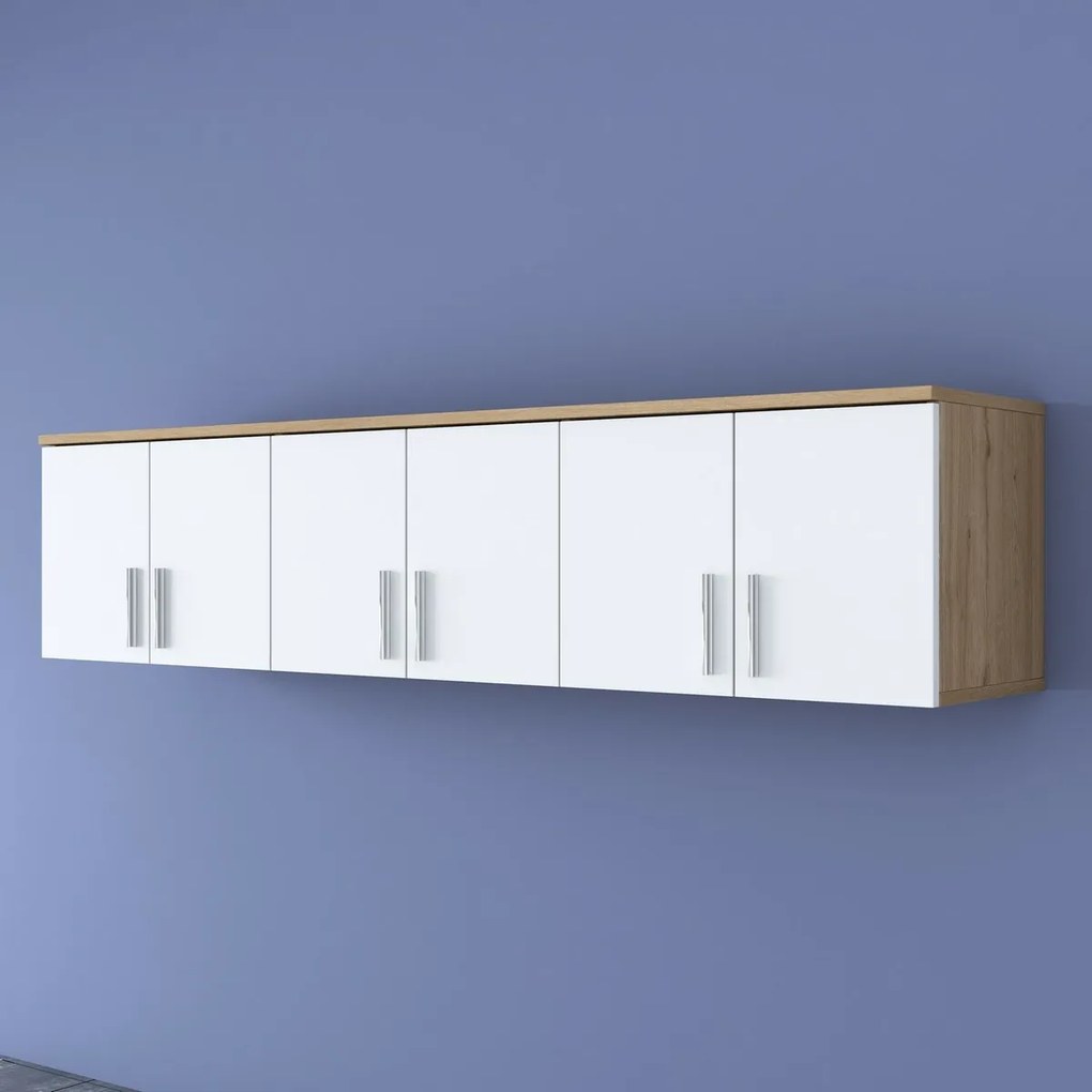 Nástěnná skříňka Ema White and Walnut