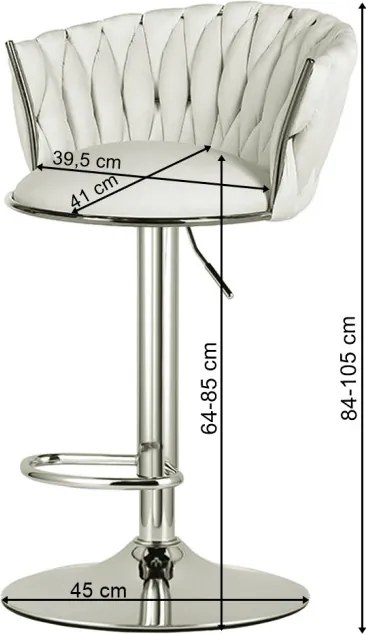Sada dvou barových židlí MIG sametová, zlatá / béžová ( 2 ks)