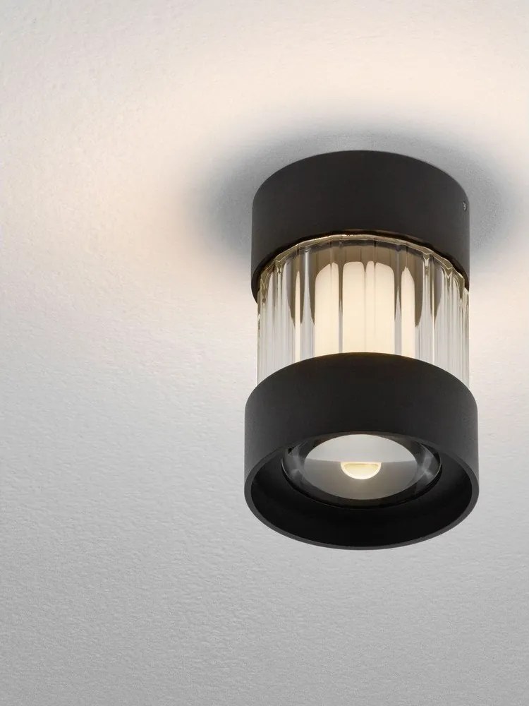 Matně černé hliníkové LED stmívatelné stropní svítidlo se skleněným stínidlem Glovia – Nova Luce