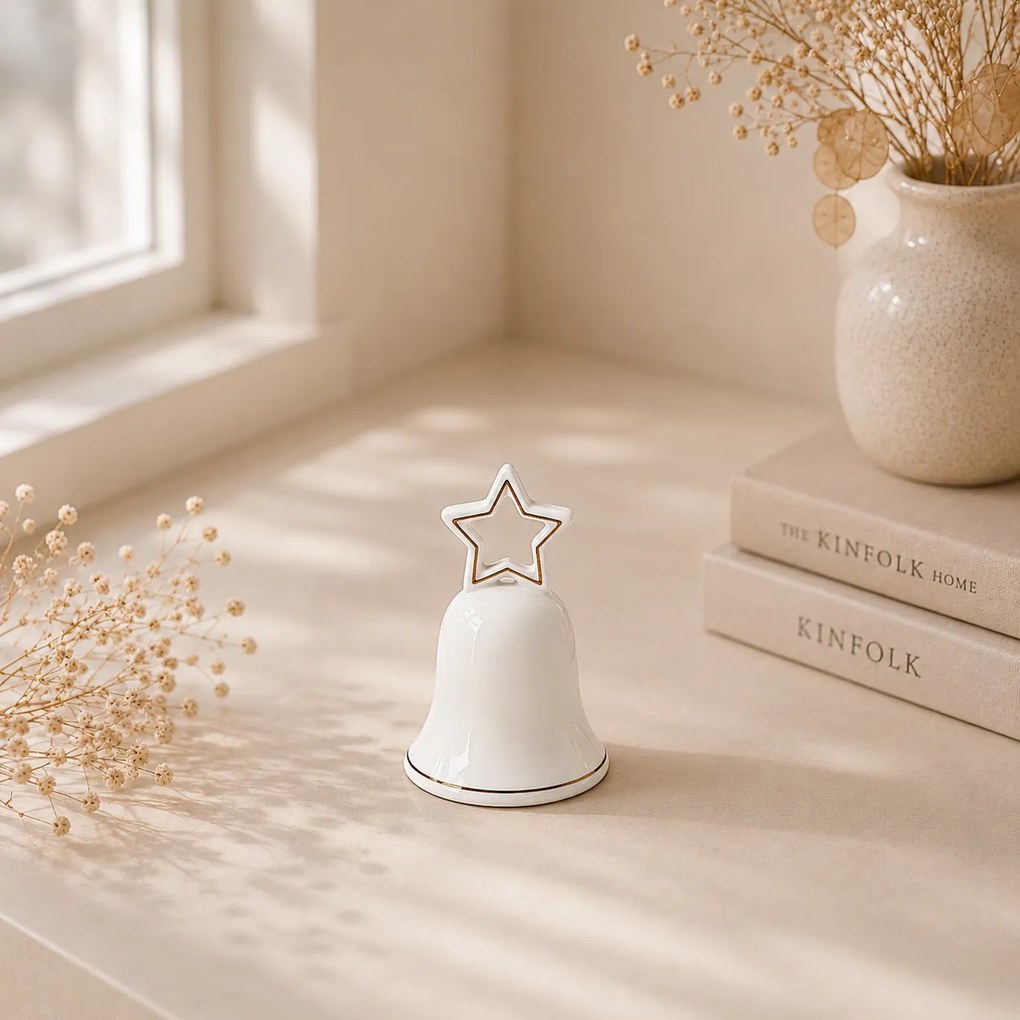 Porcelánový zvonek 9 cm bílá