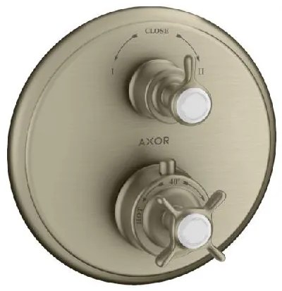 Axor Montreux - Termostatická baterie pod omítku s uzavíracím a přepínacím ventilem, kartáčovaný nikl 16820820