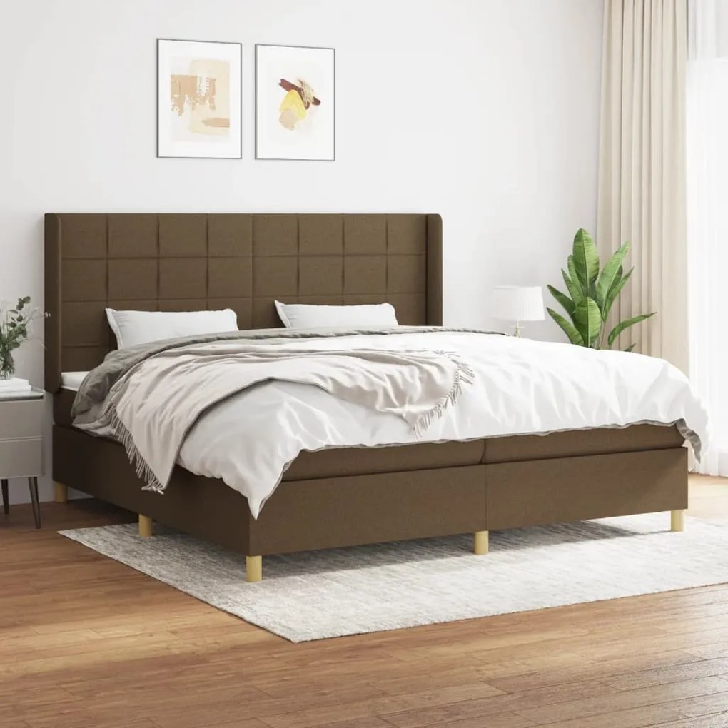 Box spring postel s matrací tmavě hnědá 200x200 cm textil 3132020
