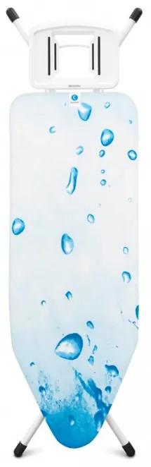 Brabantia ICE WATER Žehlící prkno 124x45 cm - pevná odkládací plocha pro žehličky - bílý rám 25 mm