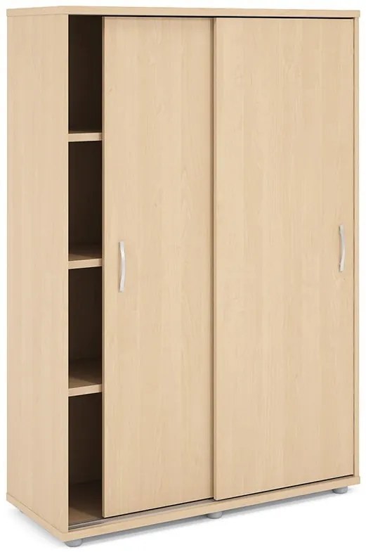 Střední skříň Praktik 100x40x111,7 cm - posuvné dveře Barva: Tmavý ořech