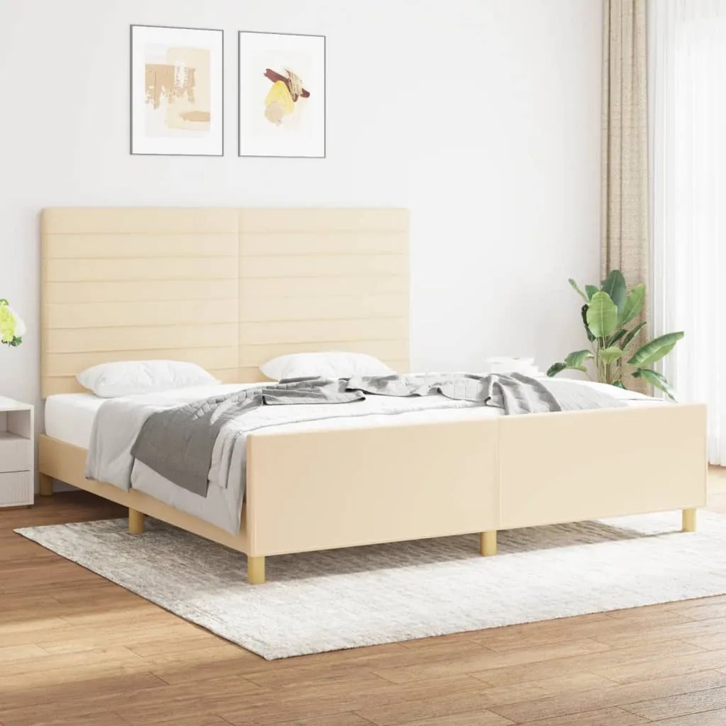 Rám postele bez matrace krémový 180 x 200 cm textil 3125159