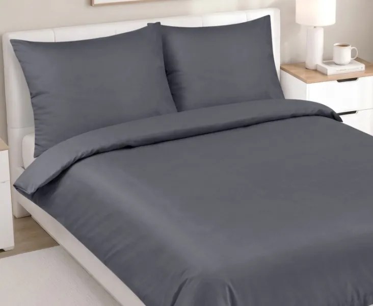 Bellatex Saténové povlečení na dvoudeku 240x200 cm, 2ks 70x90 cm Šedá