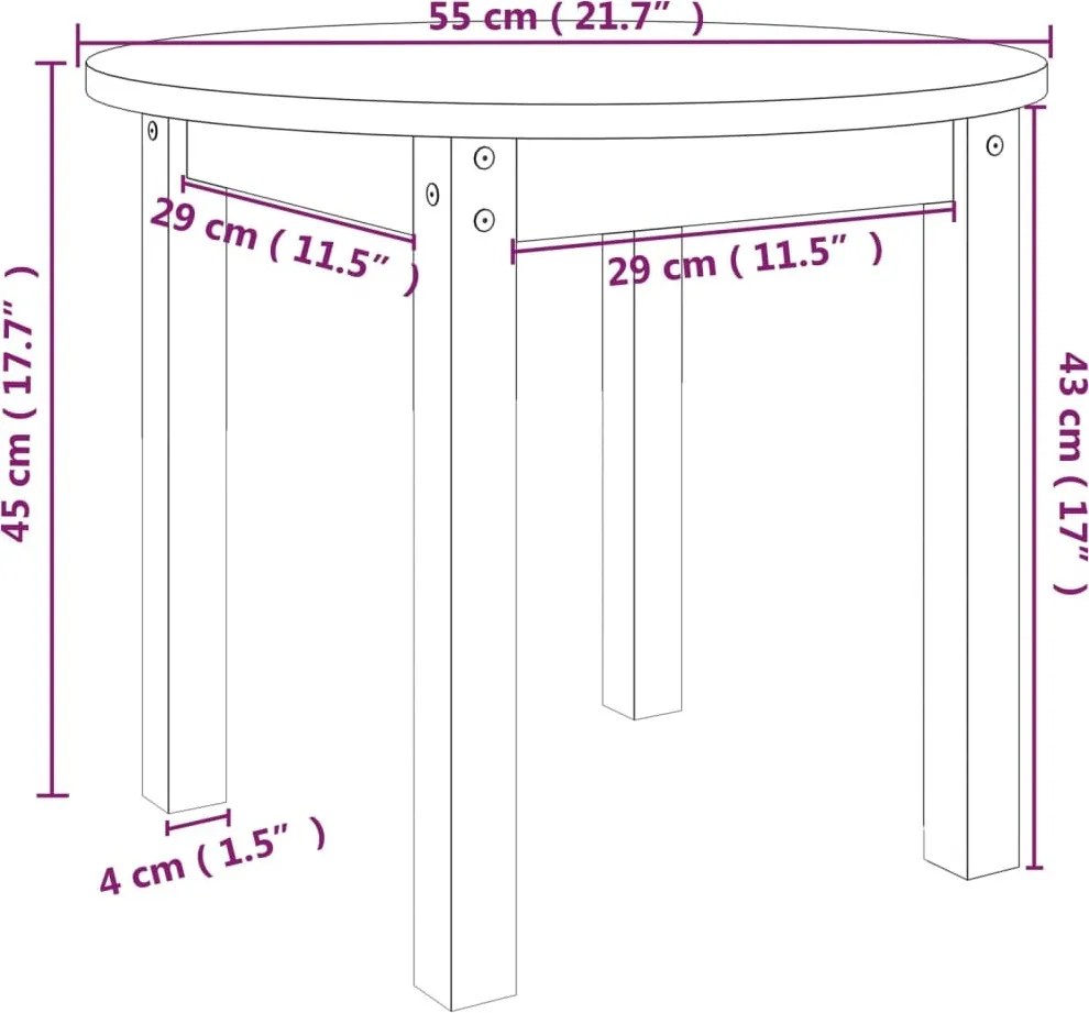 vidaXL Konferenční stolek Ø 55 x 45 cm masivní borové dřevo [822329] Barva: Šedá