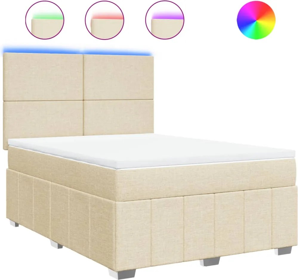 Box spring postel s matrací krémová 140x200 cm textil 3293989