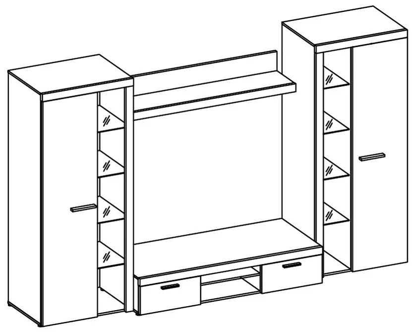 Obývací stěna Flamenco XL, dub lefkas