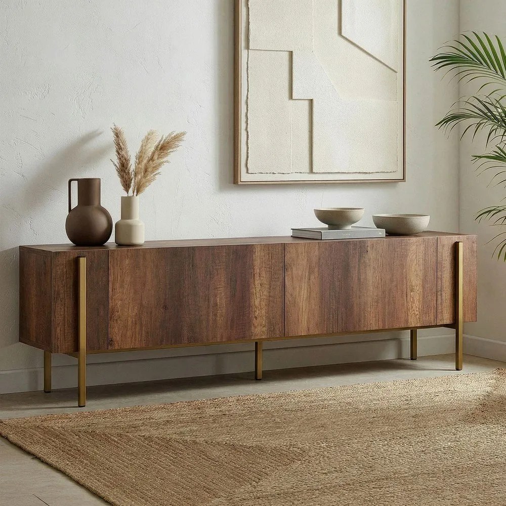 TV stolek v dekoru ořechu v tmavě přírodní barvě 180x45x30 cm Nexus – Kalune Design