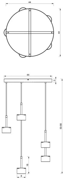 Lustr na lanku ARENA 5xGX53/11W/230V černá/zlatá
