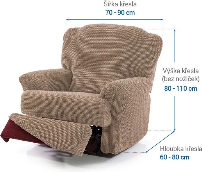 Super strečové potahy NIAGARA oříšková relaxační křeslo ( š. 70 - 90 cm)