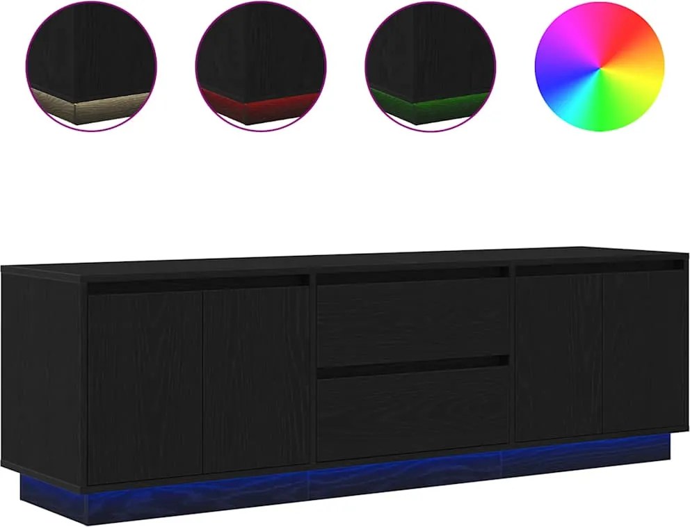 TV skříňka s LED osvětlením černý dub 160,5x41x50 cm 3328427