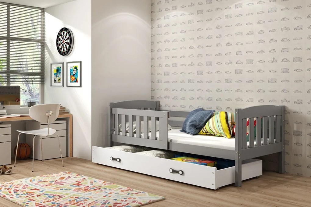 BMS Group Dětská postel s úložným prostorem KUBUS grafit Velikost postele: 190x80 cm, Barva šuplíku: Modrá