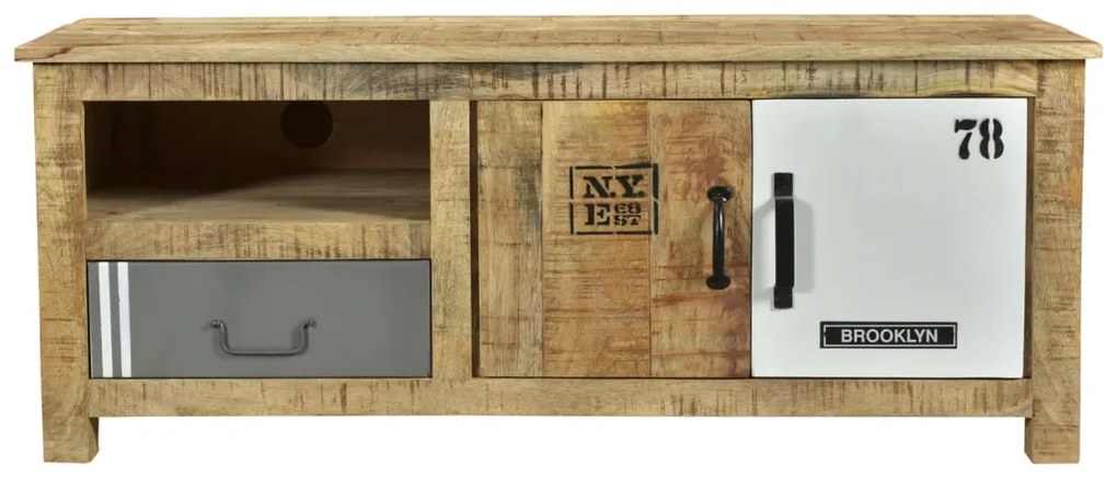 furniture-nabytek.cz - Masivní TV stolek Padma z mangového dřeva, lakovaný, přírodní – 115×43×45 cm