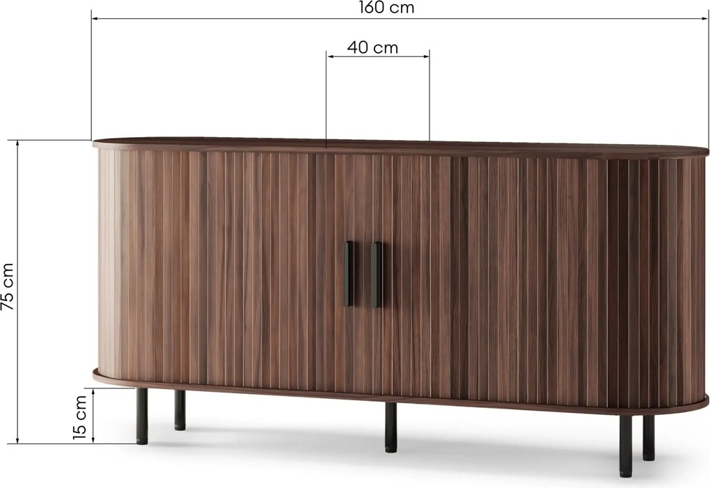 Komoda Gliss 160 cm ořech tmavý