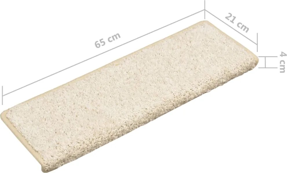 Schodové rohože 15 ks 65 x 21 x 4 cm bílé s obdélníkovým okrajem 134581