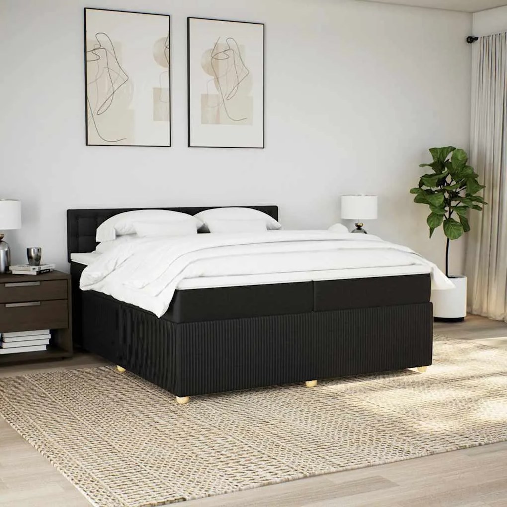 Box spring postel s matrací černá 200x200 cm textil 3289879