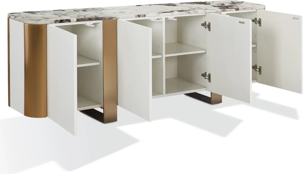 Komoda Stilig ST921 200 cm bílá/zlatá/mramor