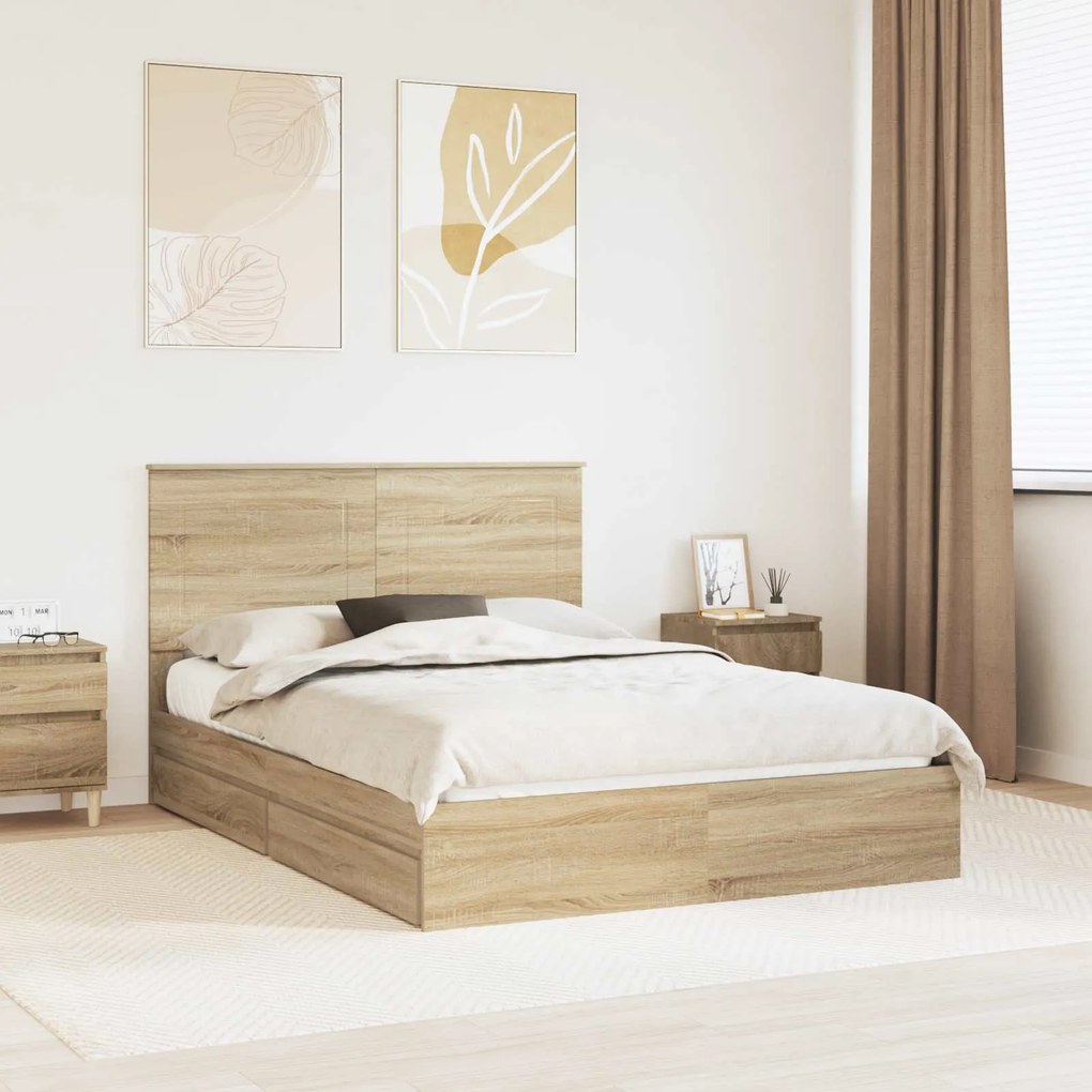 Postel s úložným prostorem se zásuvkou Sonoma dub 160 x 200 cm 3409533