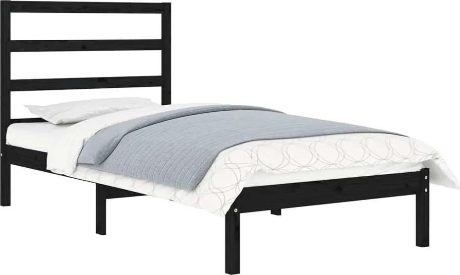 vidaXL Rám postele masivní dřevo 75 x 190 cm Small Single [3104897] Barva: Černá