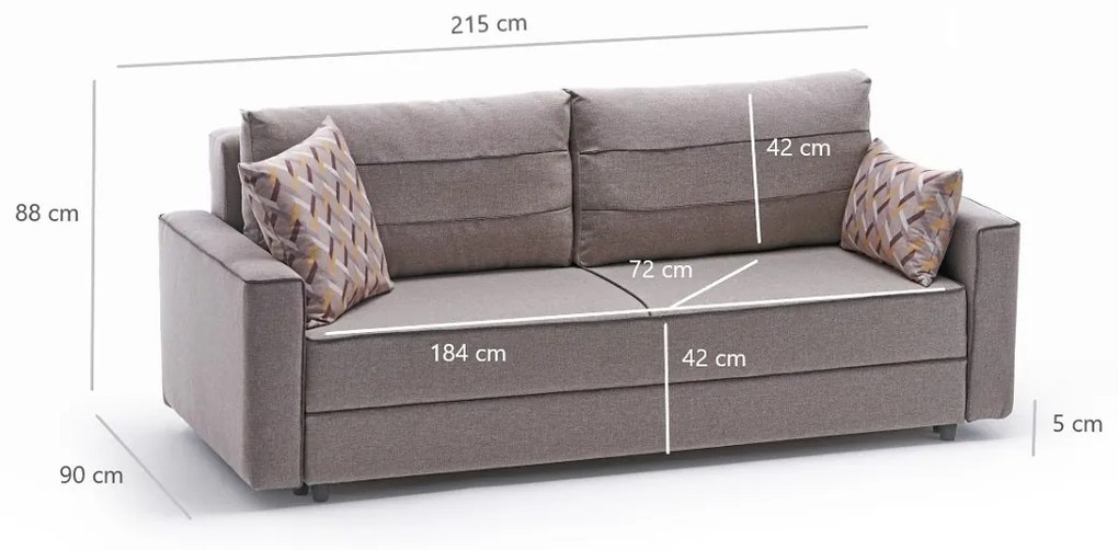 Designová rozkládací sedačka Sanjay 215 cm krémová