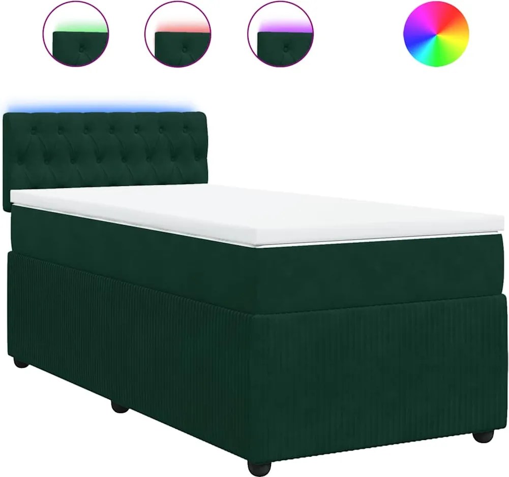 Box spring postel s matrací tmavě zelená 100x200 cm samet 3289971