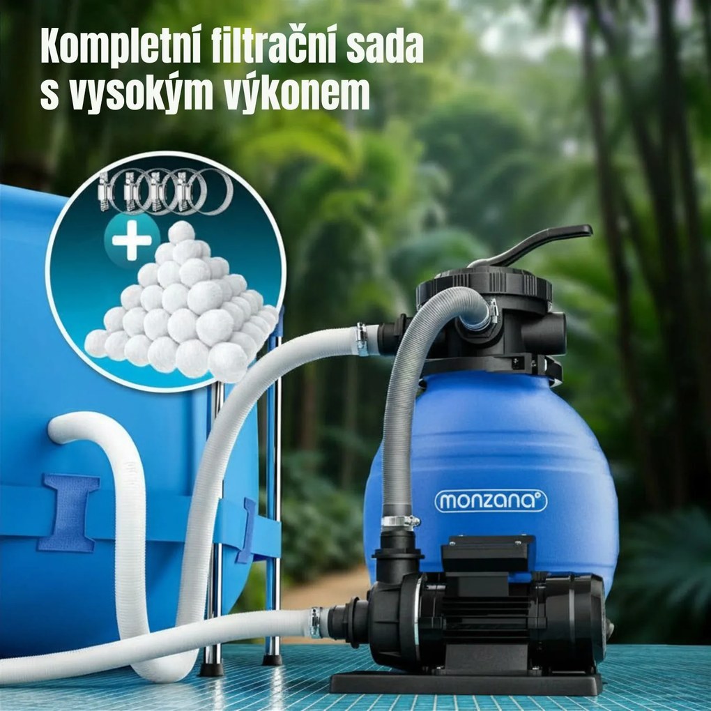 Písková filtrace k bazénu AQUA s filtračními kuličkami, 10 200 l/h, modrá Monzana