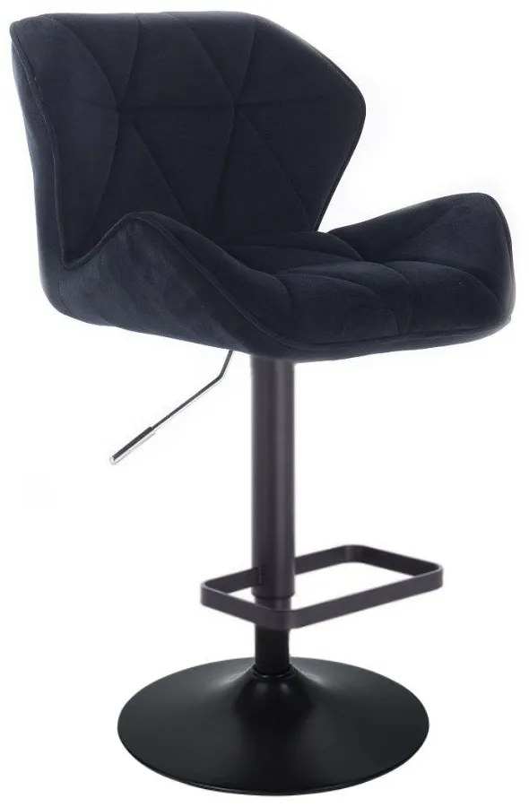 LuxuryForm DESIGN Barová židle MILANO VELUR na černé kulaté podstavě - černá