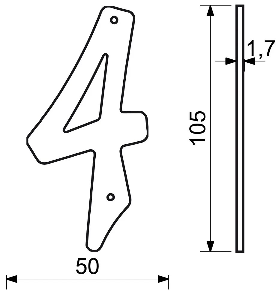 Domovní číslo "4", RN.105HR, černá