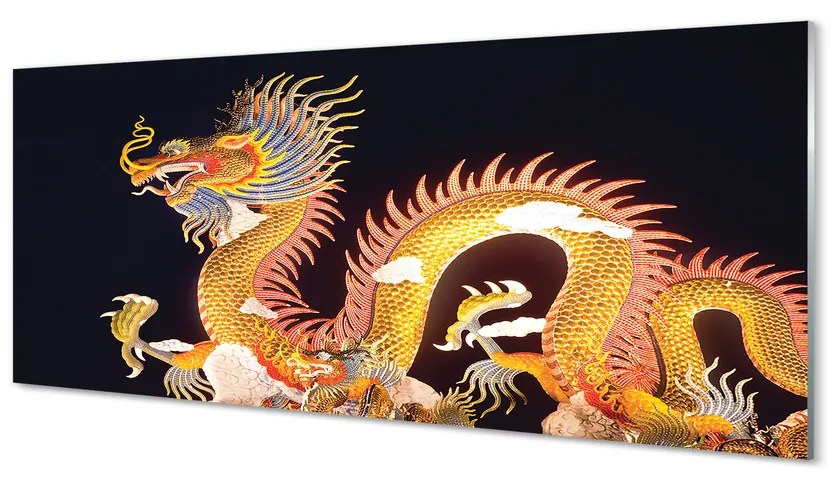 akrylový obraz Golden Japanese Dragon 120x60 cm