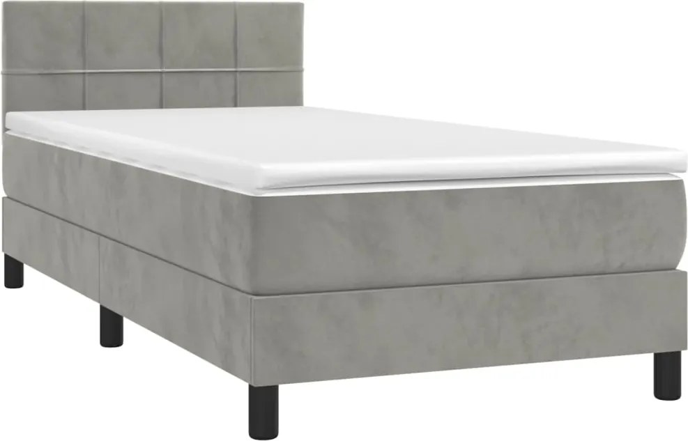 Box spring postel s matrací světle šedá 100x200 cm samet 3141287