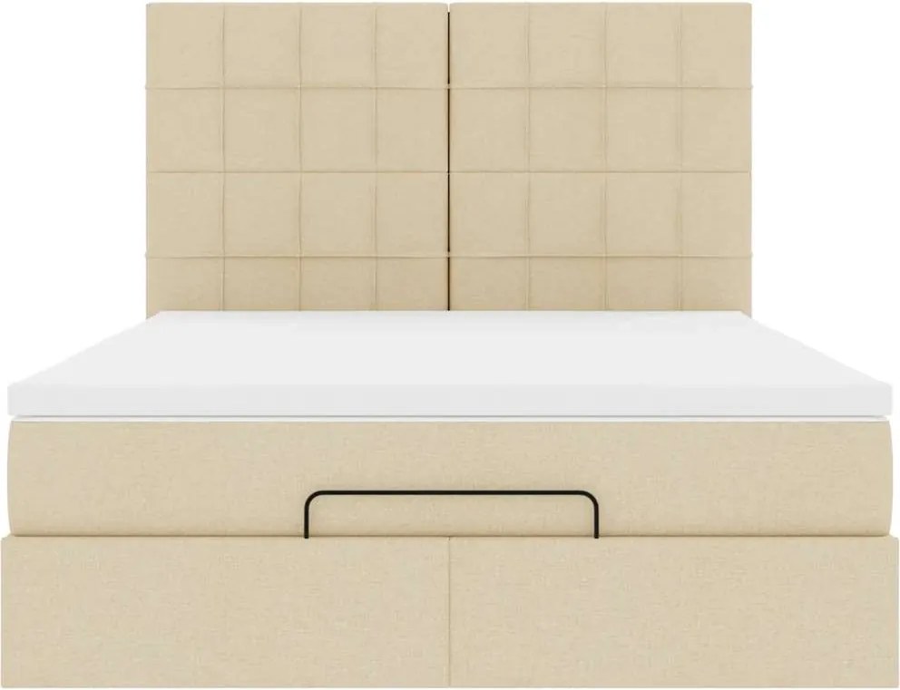 Osmanský rám postele s matrací krémově 140x190cm textil 3313159
