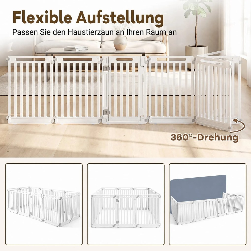 Costway Skládací ohradník pro psy z HDPE s 12 panely a uzamykatelnými dvířky