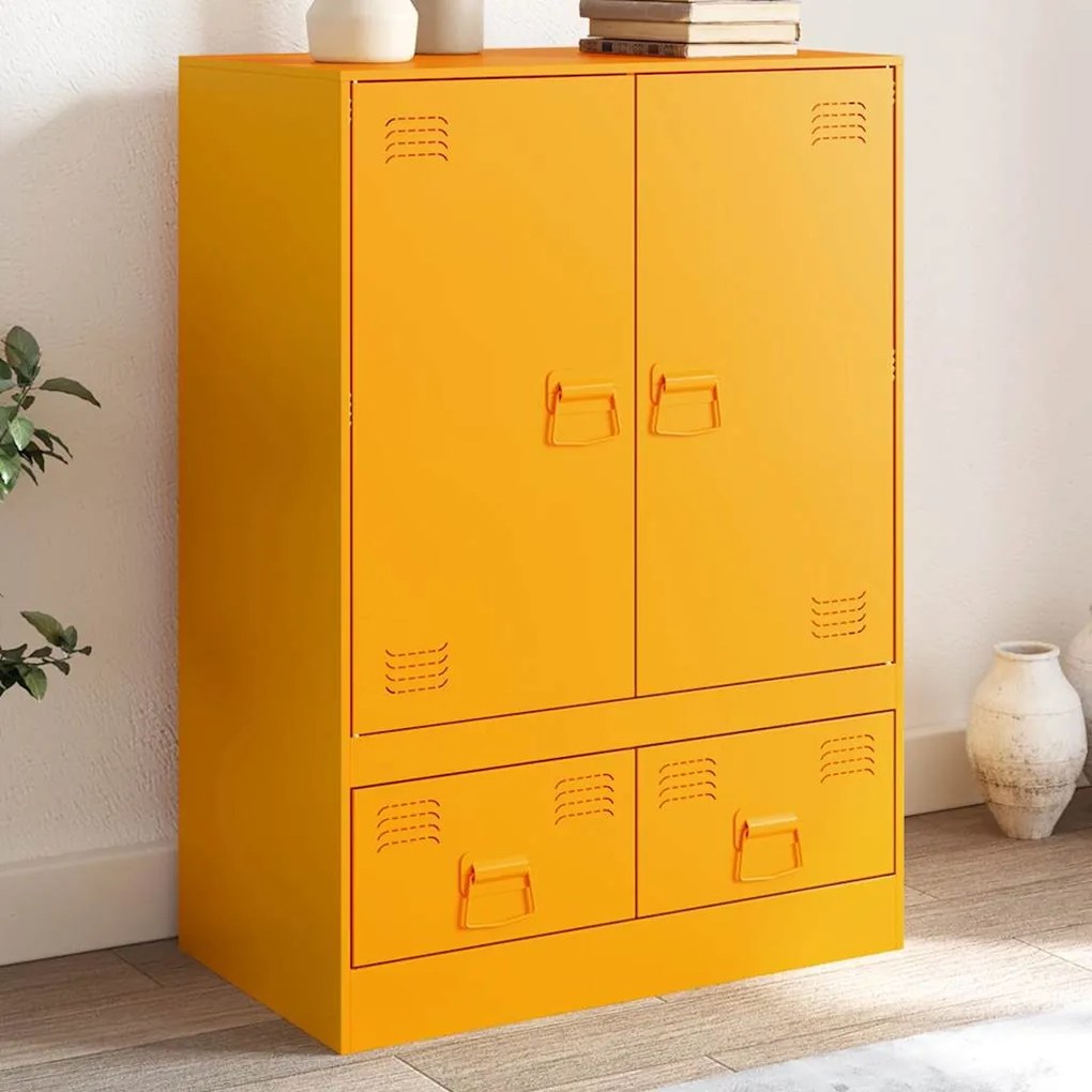 Highboard hořčicově žlutý 67 x 39 x 95 cm ocel