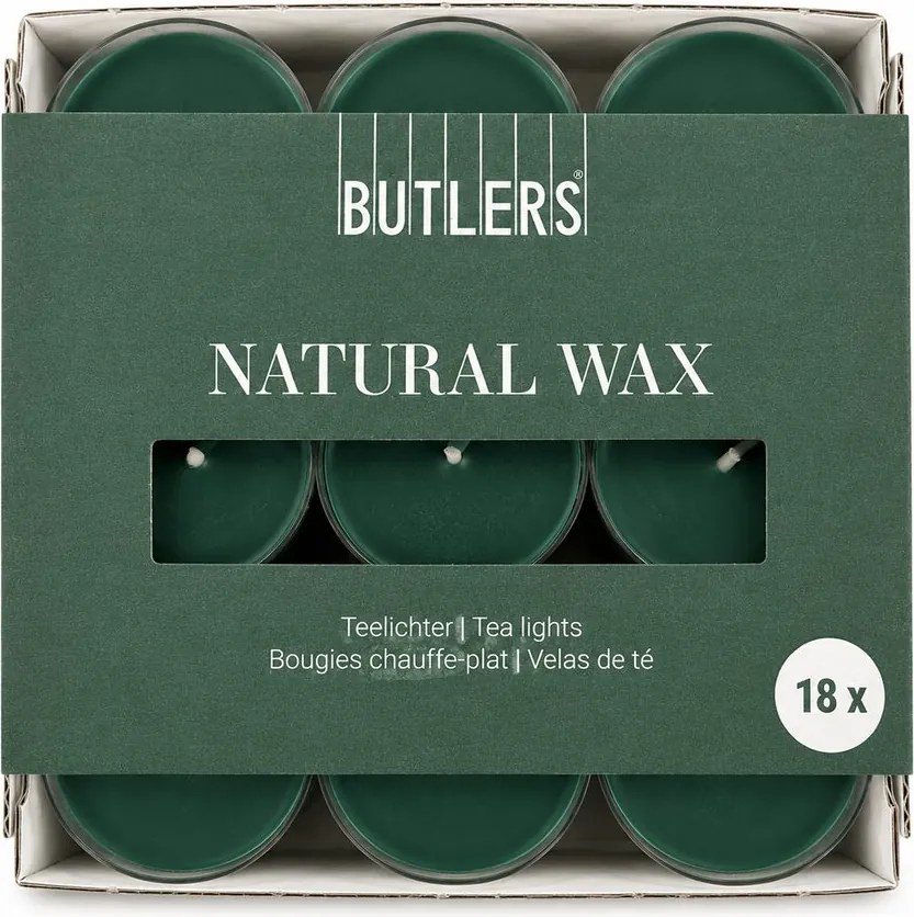 NATURAL WAX Čajové svíčky 18 ks - tm. zelená