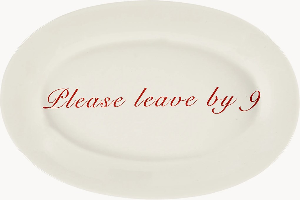 Ručně vyrobený servírovací talíř Please Leave By 9