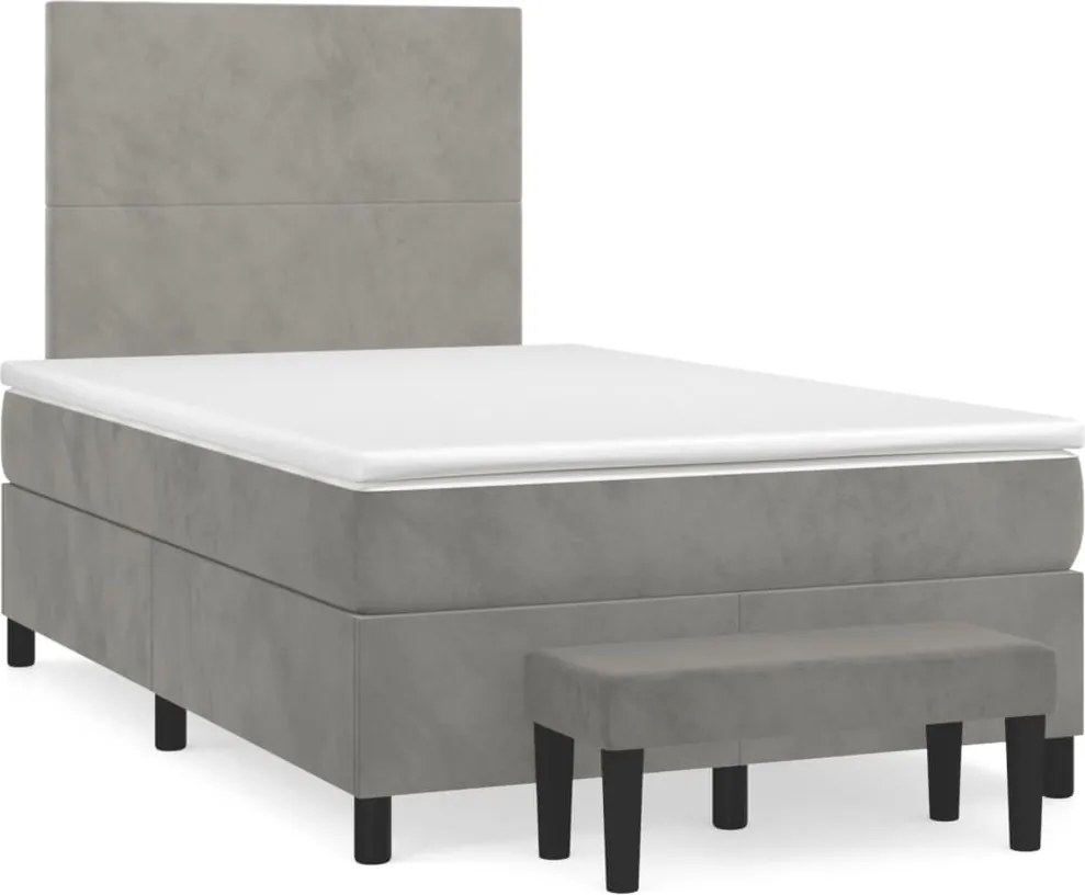 Box spring postel s matrací světle šedá 120 x 200 cm samet 3137713