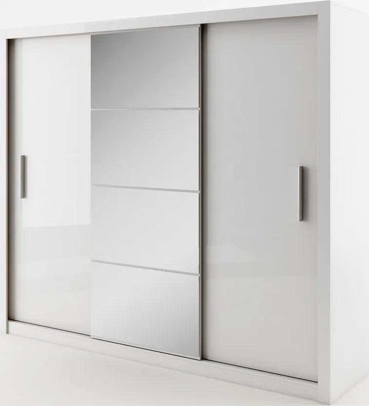 Casarredo Šatní skříň IDEA 01 bílá zrcadlo 250 cm