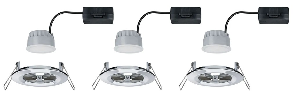 Paulmann 93499 LED Coin Nova round, set kulatých bodovek v chromové úpravě, LED 3x6,5W 2700K tříkrokové stmívání, prům. 7,8cm, IP44