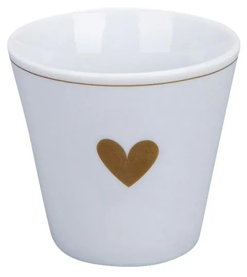 Krasilnikoff Hrneček na espresso Heart of Gold 100ml, bílá barva, zlatá barva, porcelán