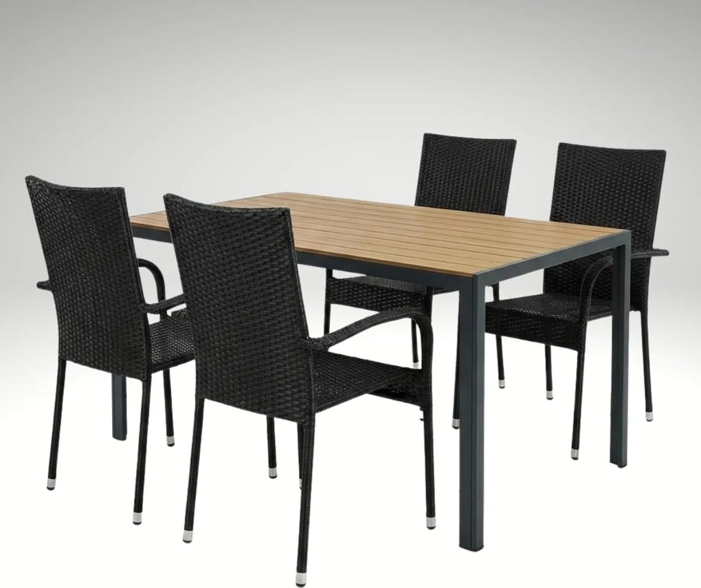 Vikio Zahradní ratanový set 150x90 pro 4 osoby DT255-P přirodní