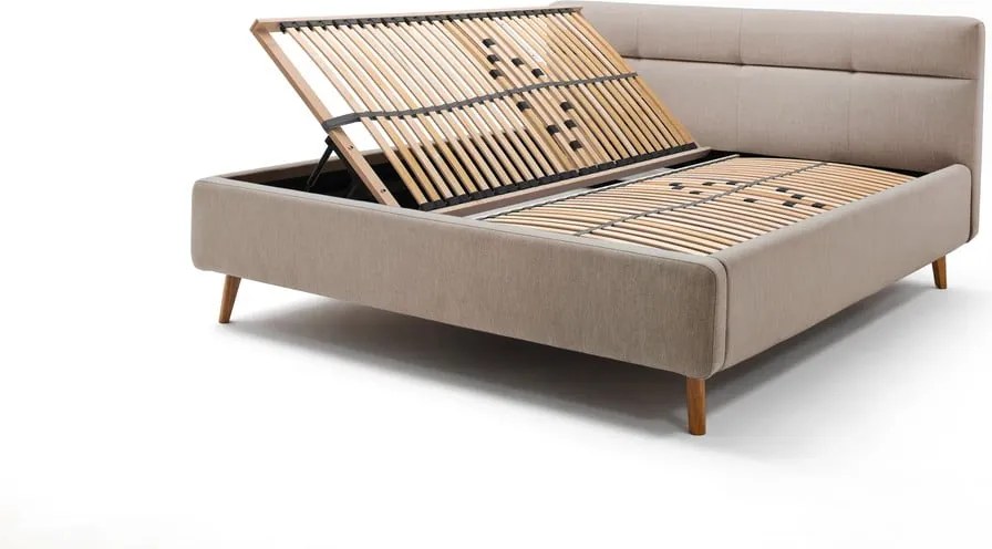 Béžová čalouněná dvoulůžková postel s úložným prostorem s roštem 180x200 cm Lotte - II. jakost – Meise Möbel