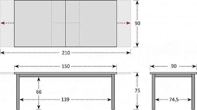 DOPPLER Hliníkový stůl rozkládací CONCEPT 150/210x90 cm (teak)