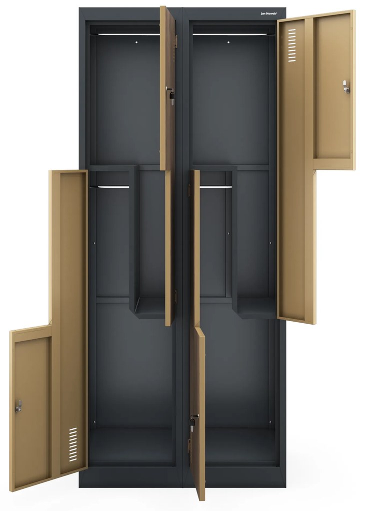Šatní skříň typu L se 4 komorami, antracit/ořech, 800x1850x450 mm: JULIA Eco Design