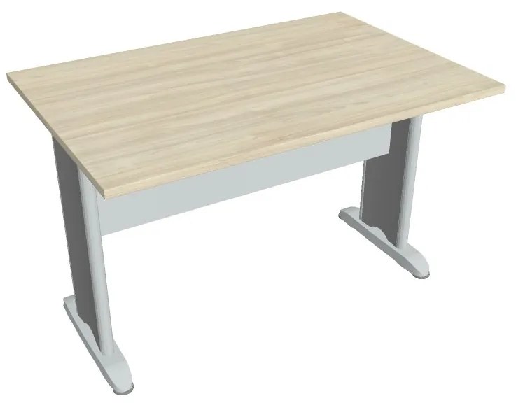 Stůl jednací rovný 120 cm - Hobis Cross CJ 1200 Dekor stolové desky: akát, Dekor lamino podnože: šedá, Barva nohou: Stříbrná