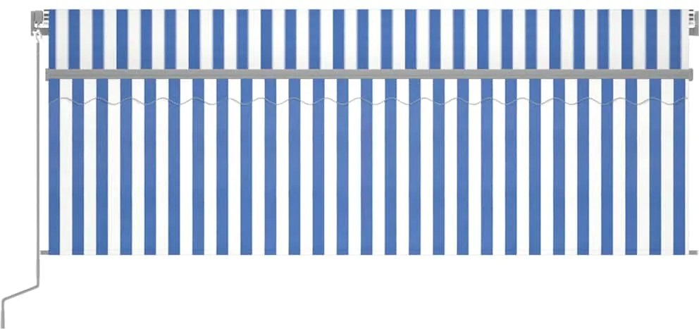 Ručně zatahovací markýza s roletou 4 x 3 m modrobílá 3069416
